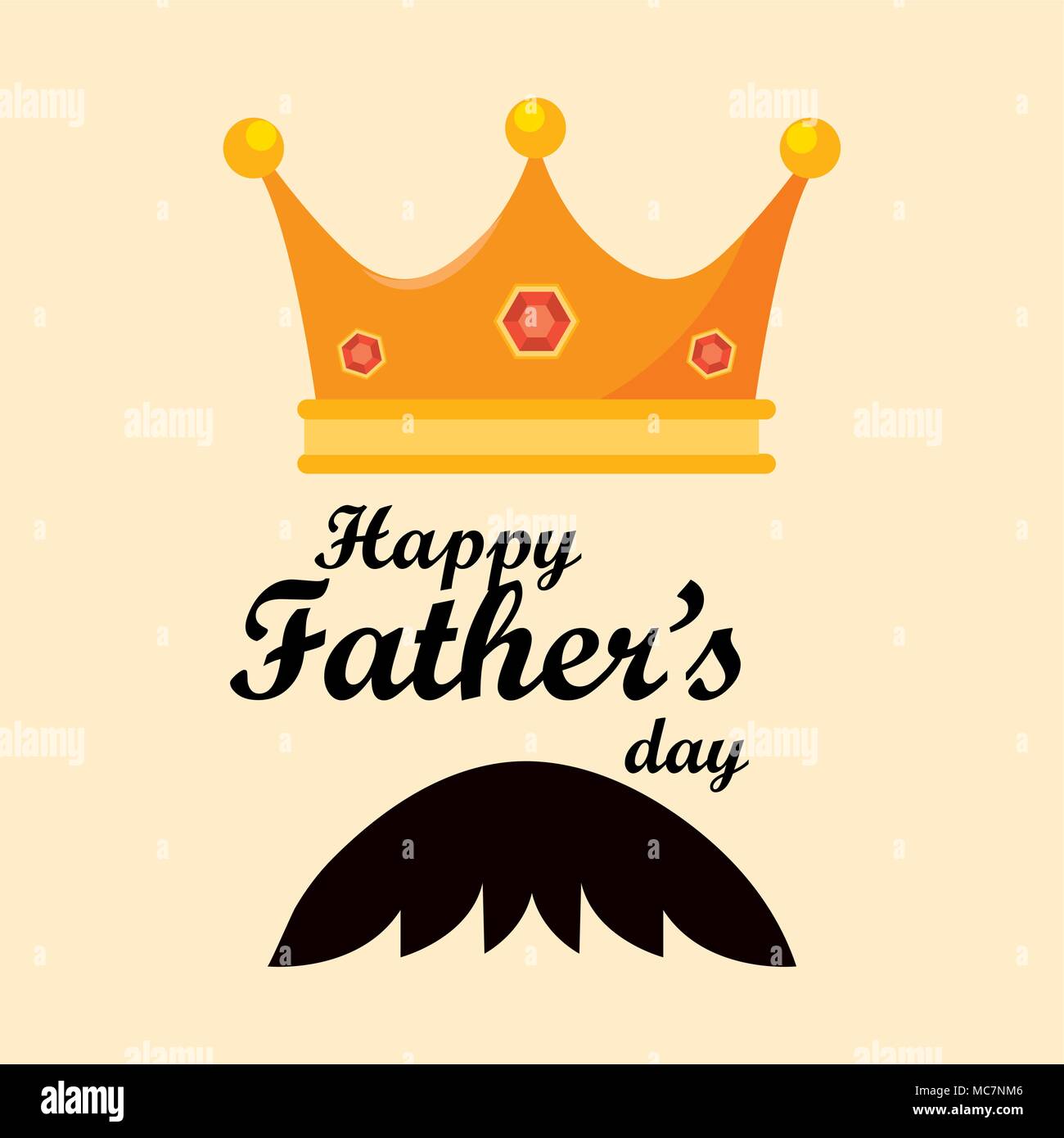 Happy fathers day design with king crown and mustache icon over yellow ...