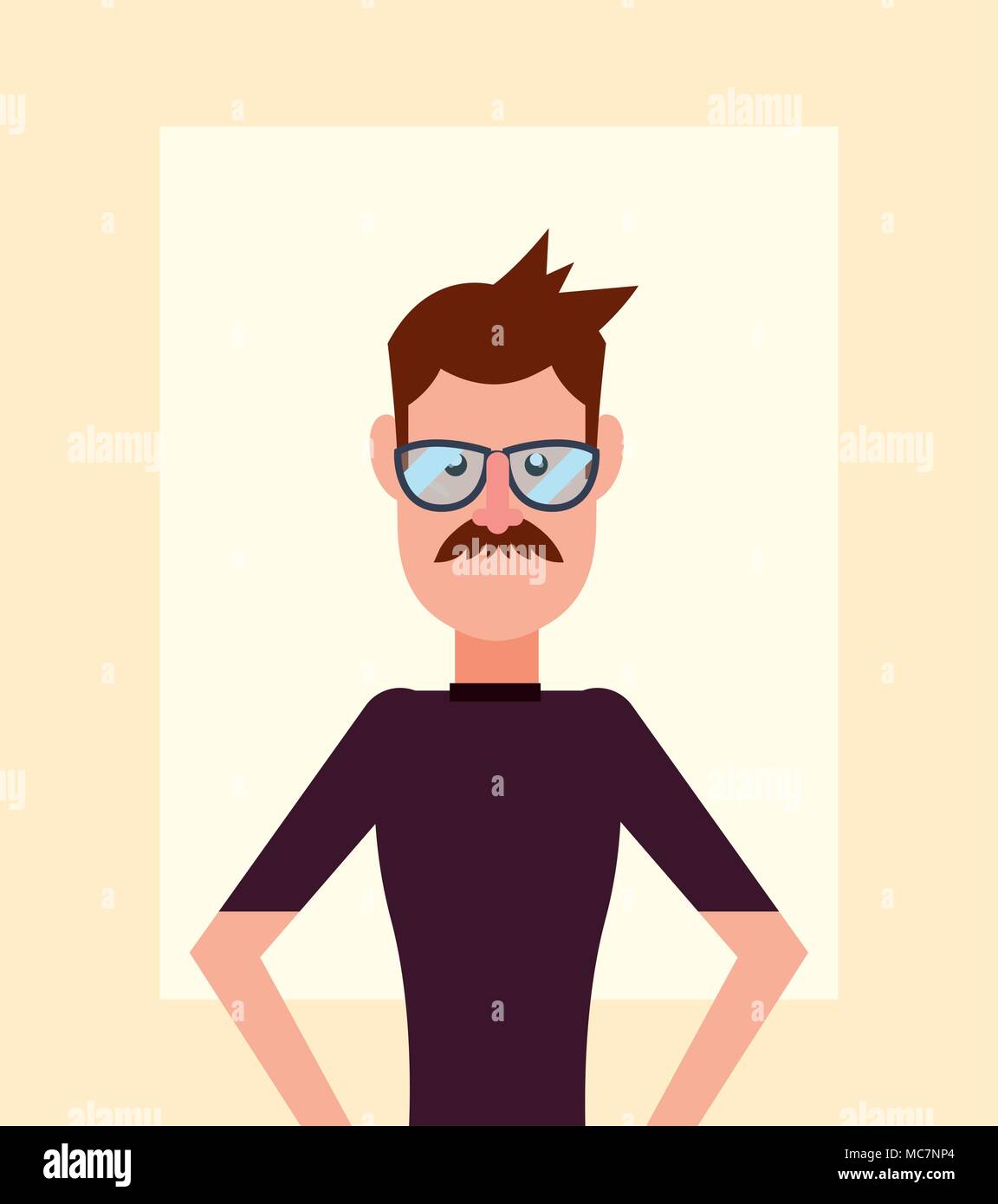 Happy fathers day design with cartoon father with mustache and glasses ...