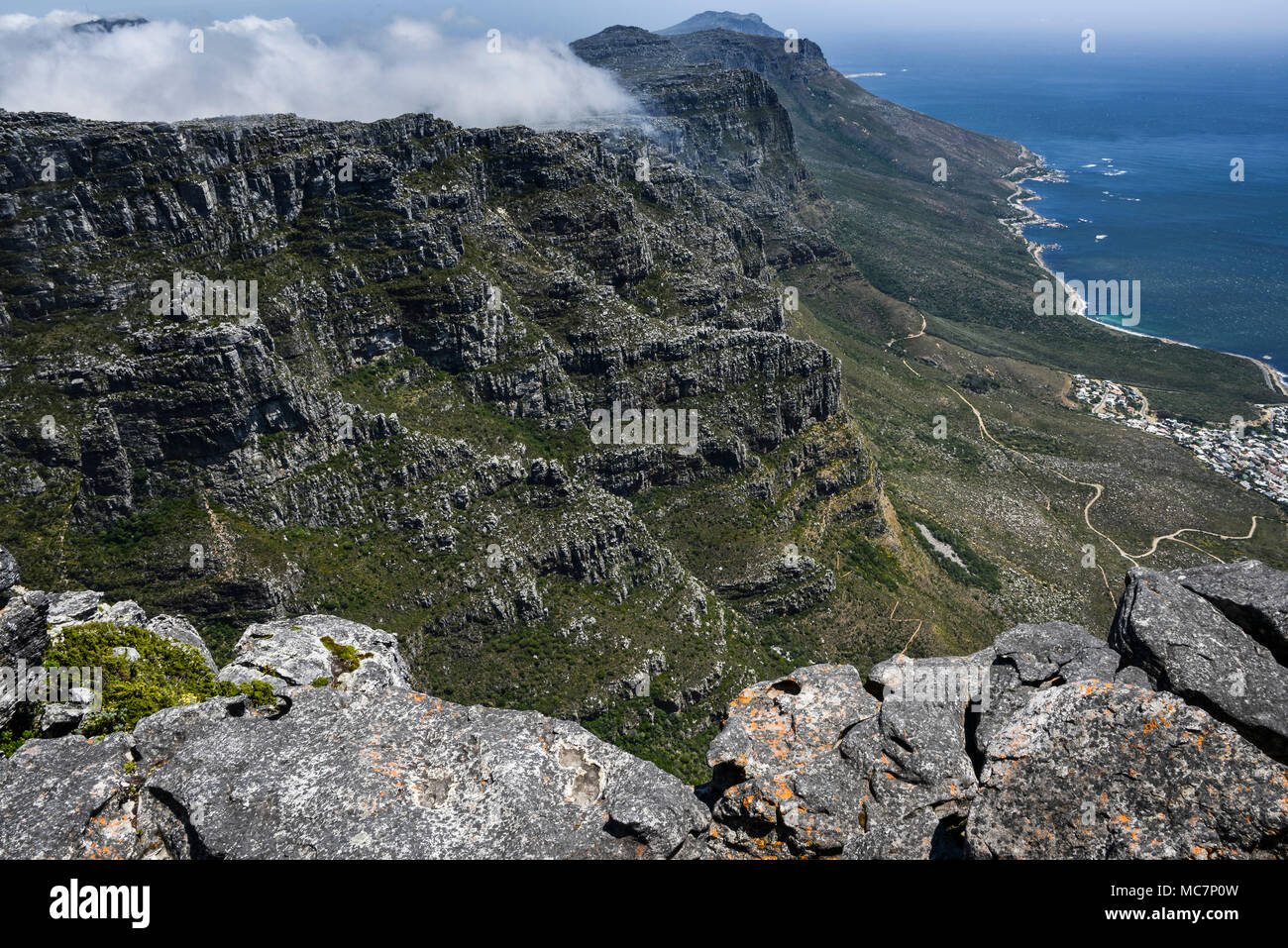 Orographic clouds sitting on the top of Table Mountain, South Africa ...