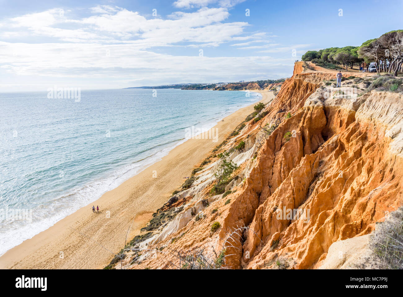 Beutiful high cliffs along Falesia Beach and The Atlantic Ocean in ...