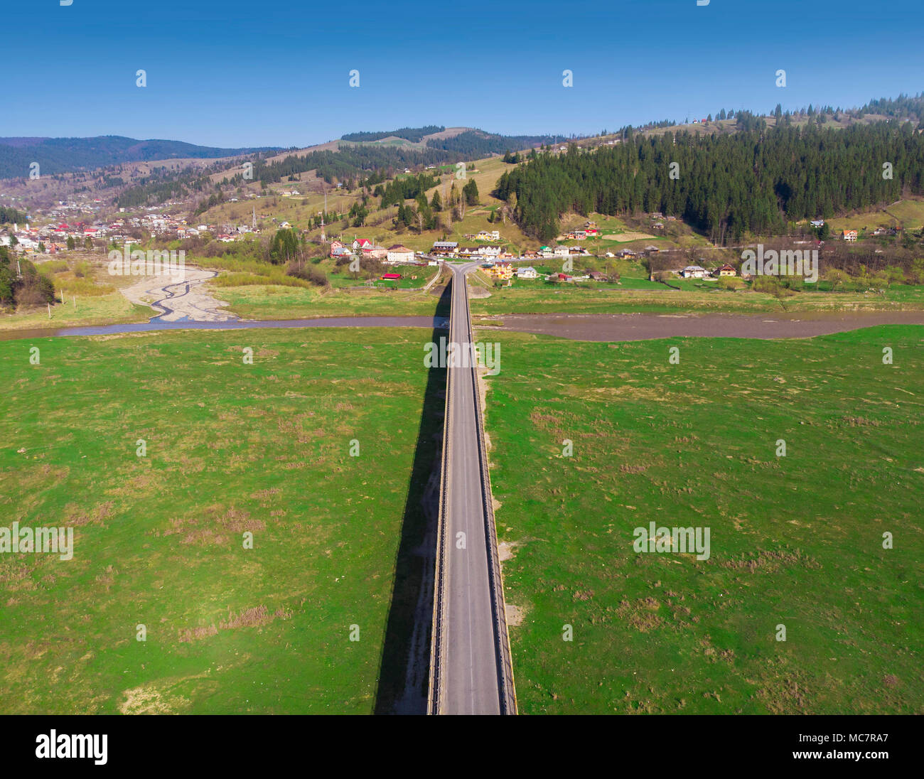 aerial view of long bridge in Romania Stock Photo - Alamy