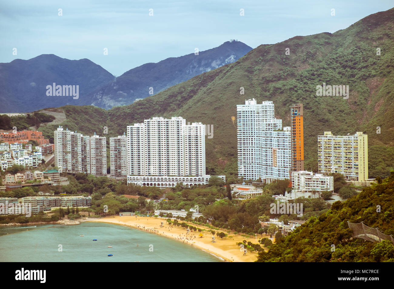 Aerial view of Repulse Bay - luxury residential area and famous beach ...