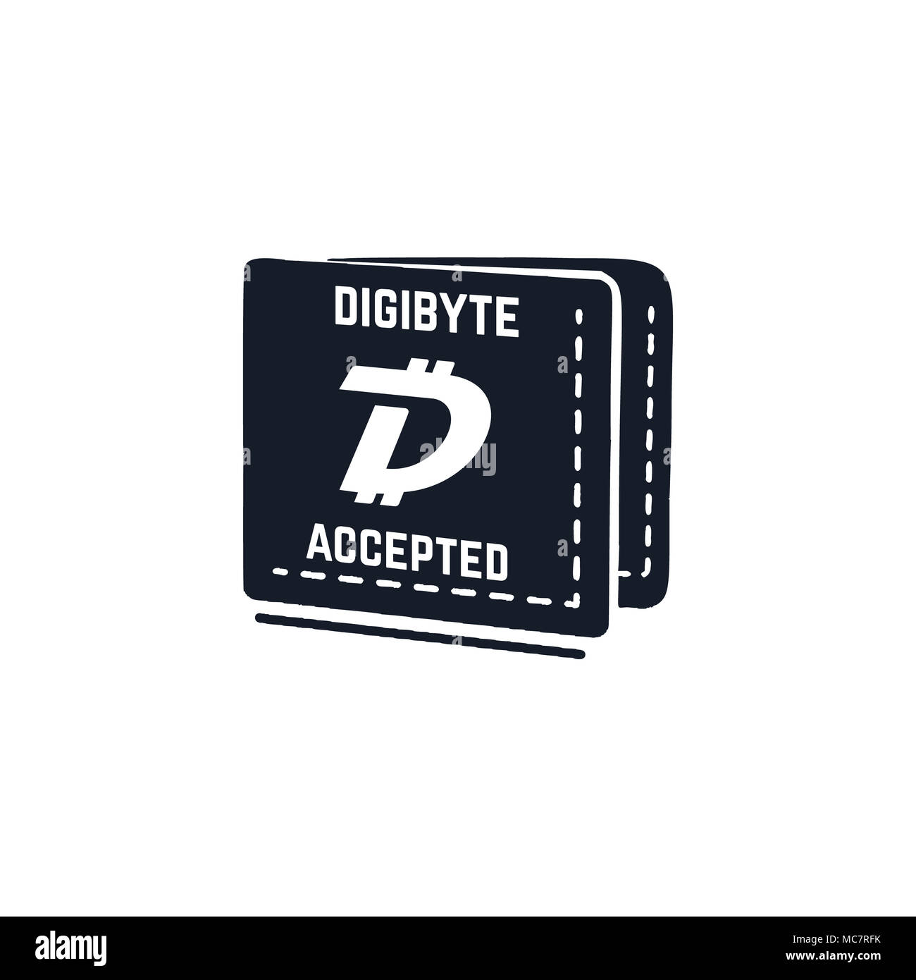 Digibyte digital asset accepted concept. DGB wallet. Vintage hand drawn ...