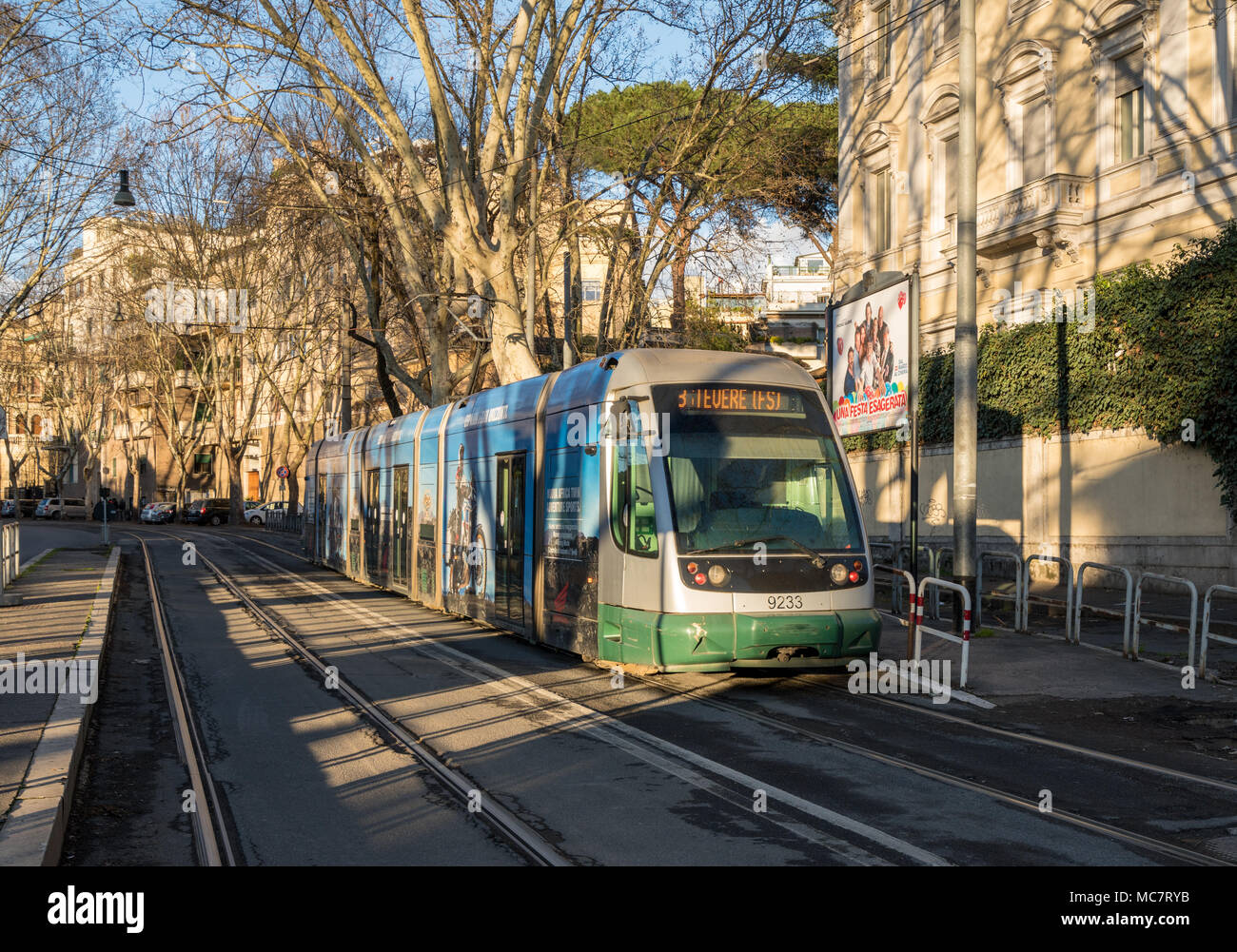 Modern tram in Rome near the Zoo or Bioparco Stock Photo - Alamy