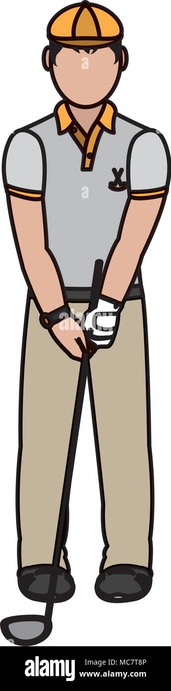 color boy golfer with hat and golf bat Stock Vector Image & Art - Alamy