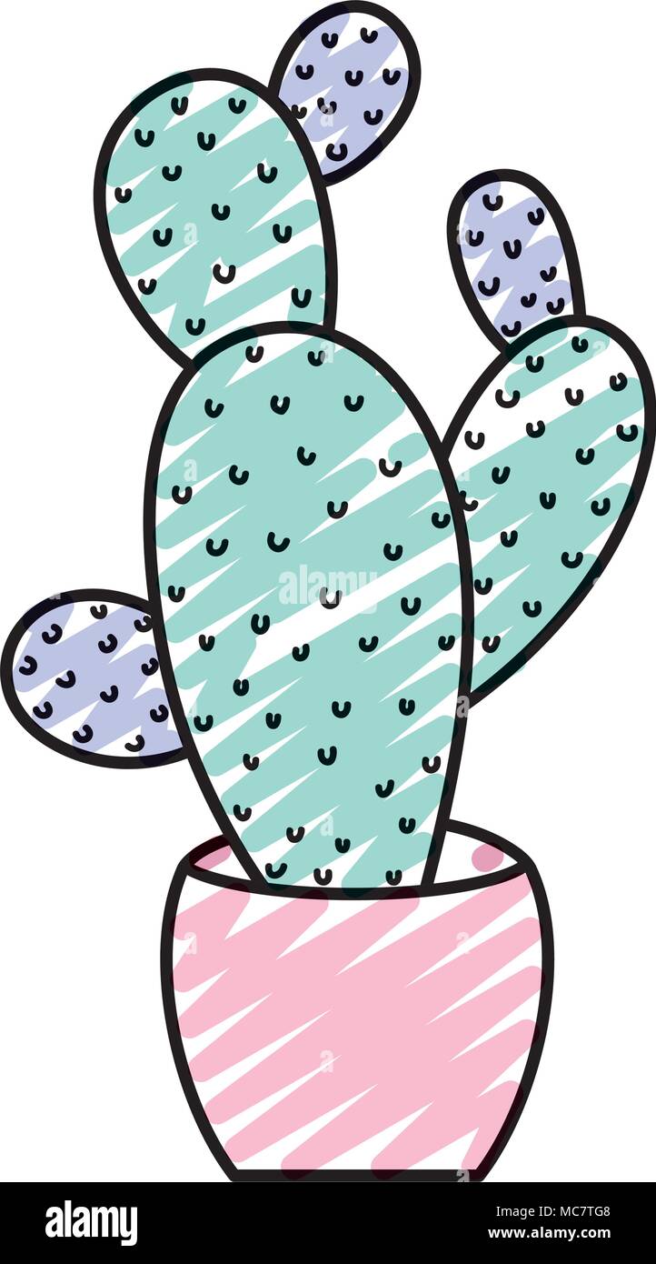 doodle nature desert cactus plant in the flowerpot Stock Vector Image ...