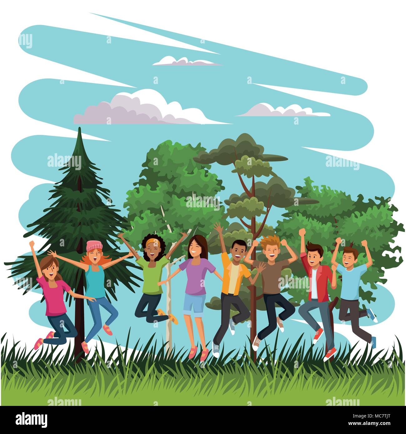 Young people happy and jumping Stock Vector Image & Art - Alamy