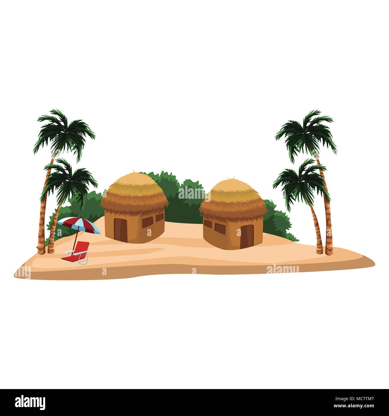 Huts at beach scenery Stock Vector Image & Art - Alamy