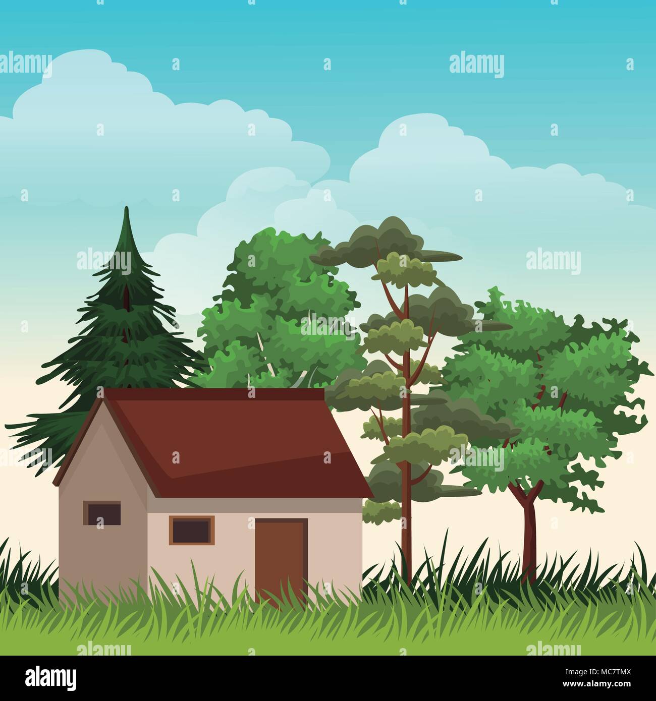 House in nature landscape Stock Vector Image & Art - Alamy