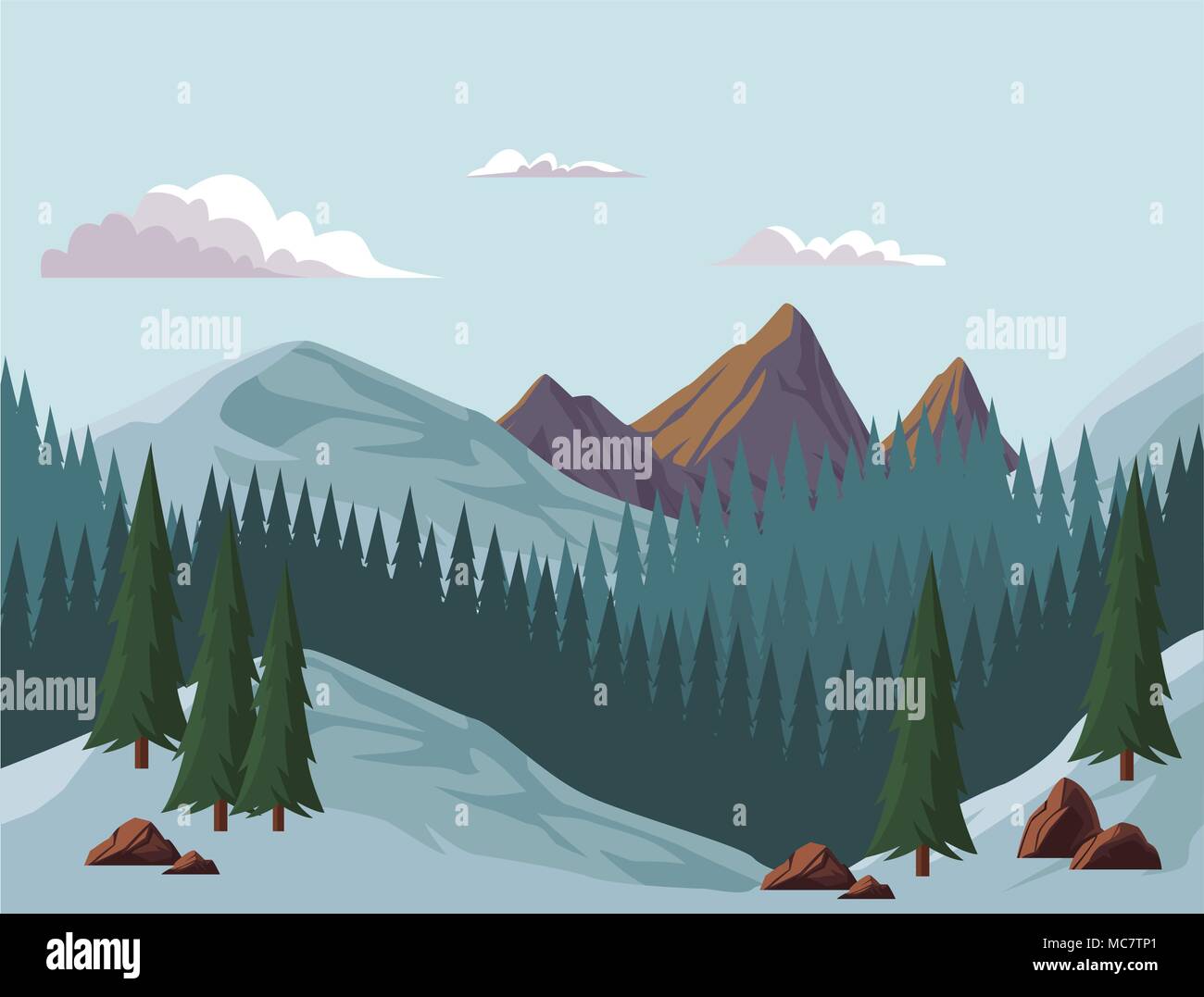 Sunrise morning winter scenery Stock Vector Images - Alamy