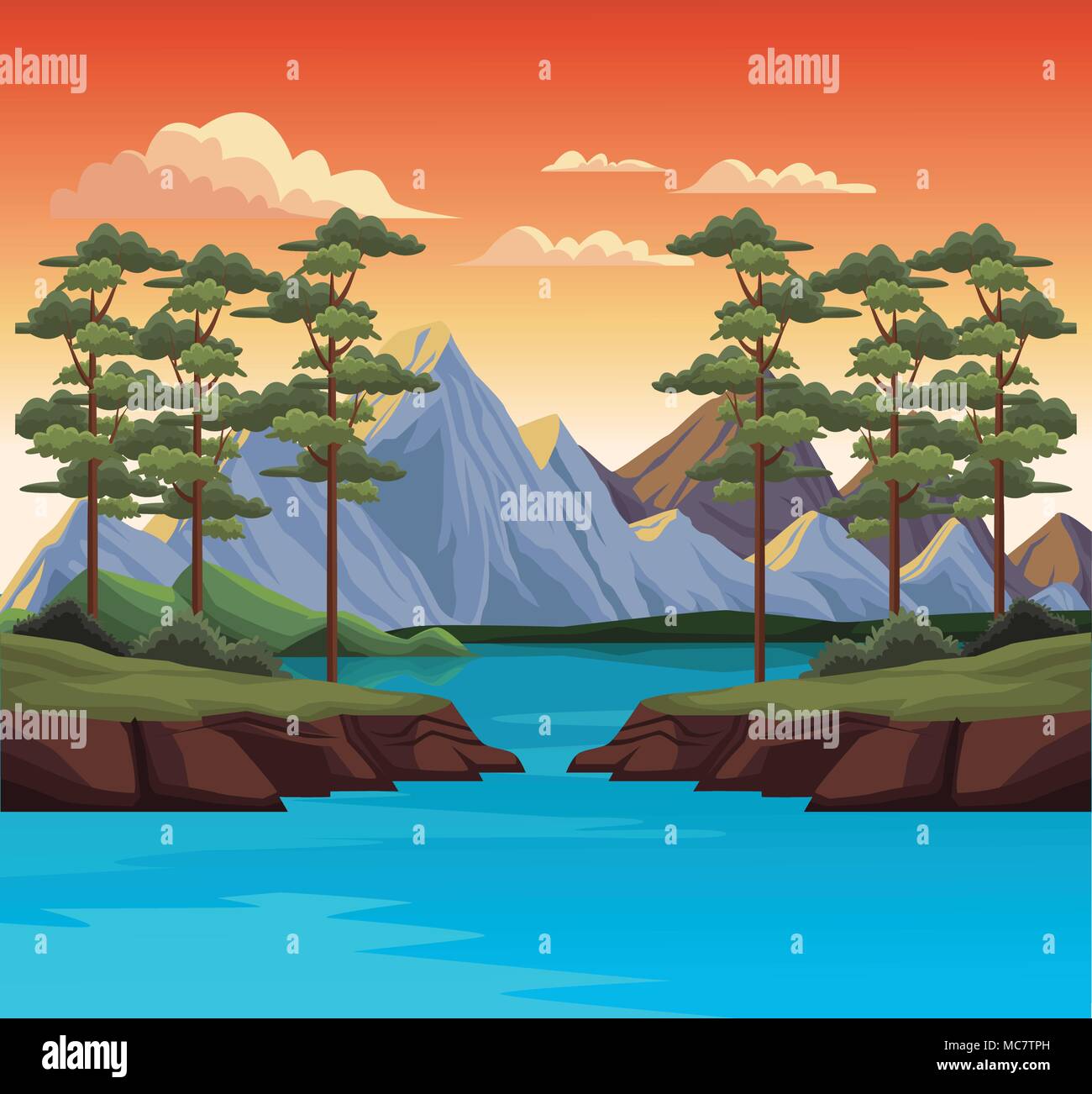 Beautiful landscape scenery Stock Vector Image & Art - Alamy