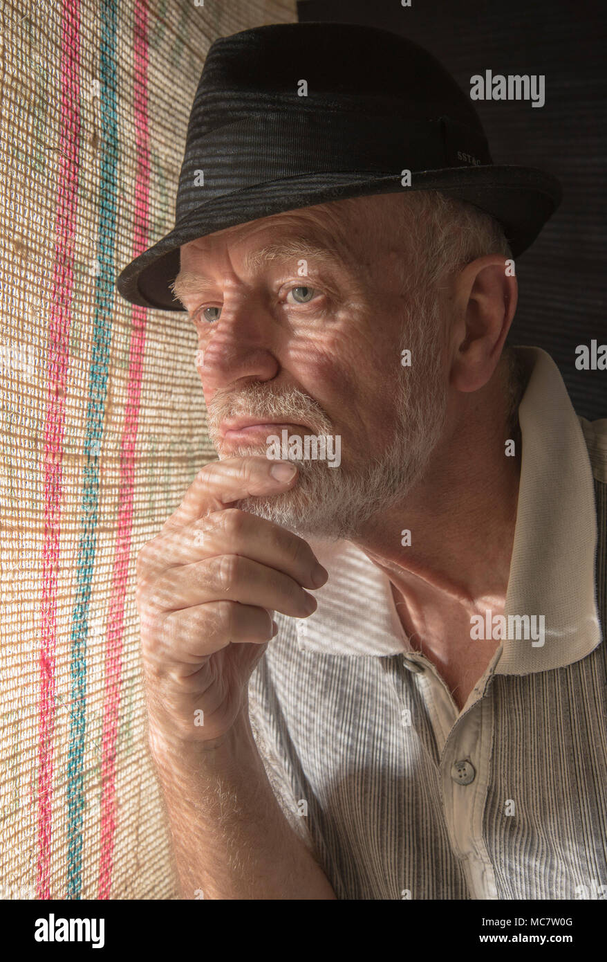 Self Portrait - Adrian Moss - Fedora - Head Shot Stock Photo - Alamy