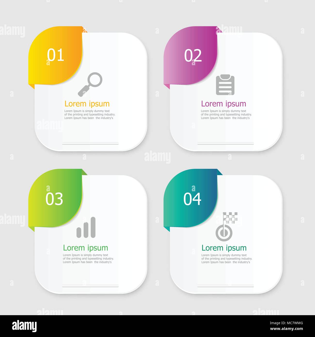 illustration of square infographic elements layout 4 options vector ...