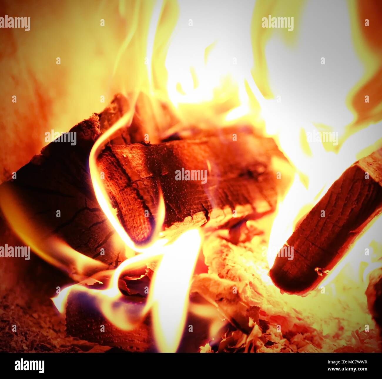 pieces of wood and many flame of fire Stock Photo - Alamy