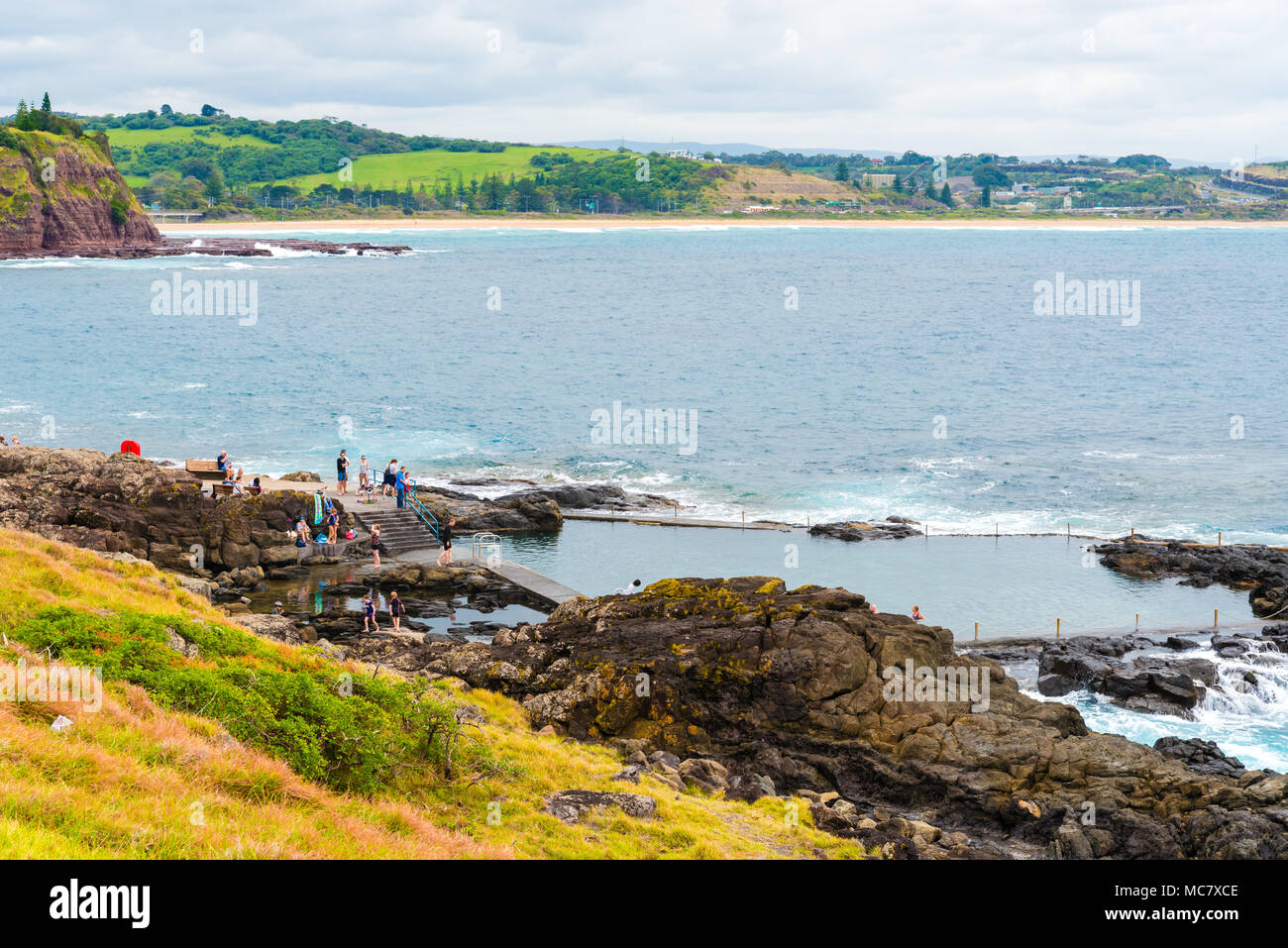 Kiama, NSW, Australia-March 31, 2018: View over coastline, water waves ...