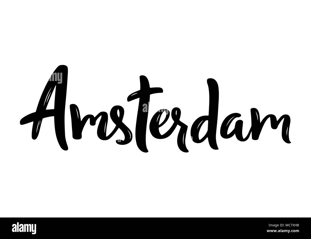 Amsterdam hand-lettering calligraphy. Hand drawn brush calligraphy ...