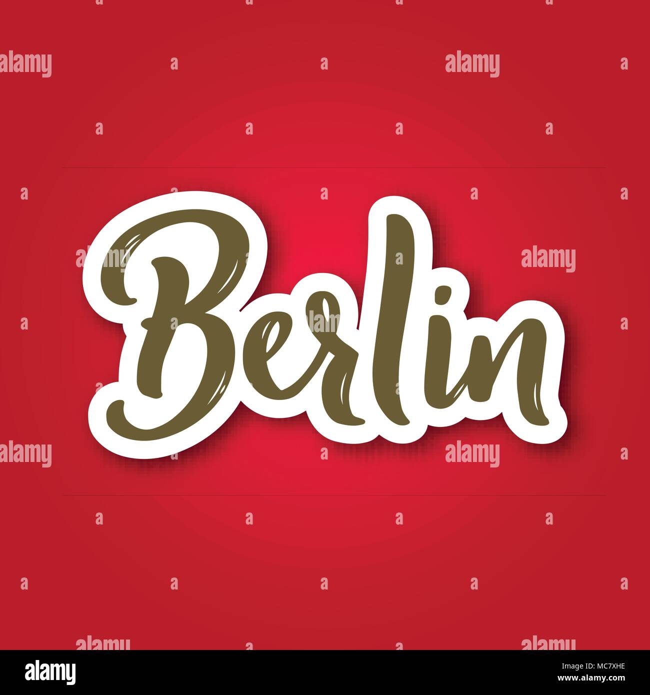 Berlin - hand drawn lettering phrase. Sticker with lettering in paper ...
