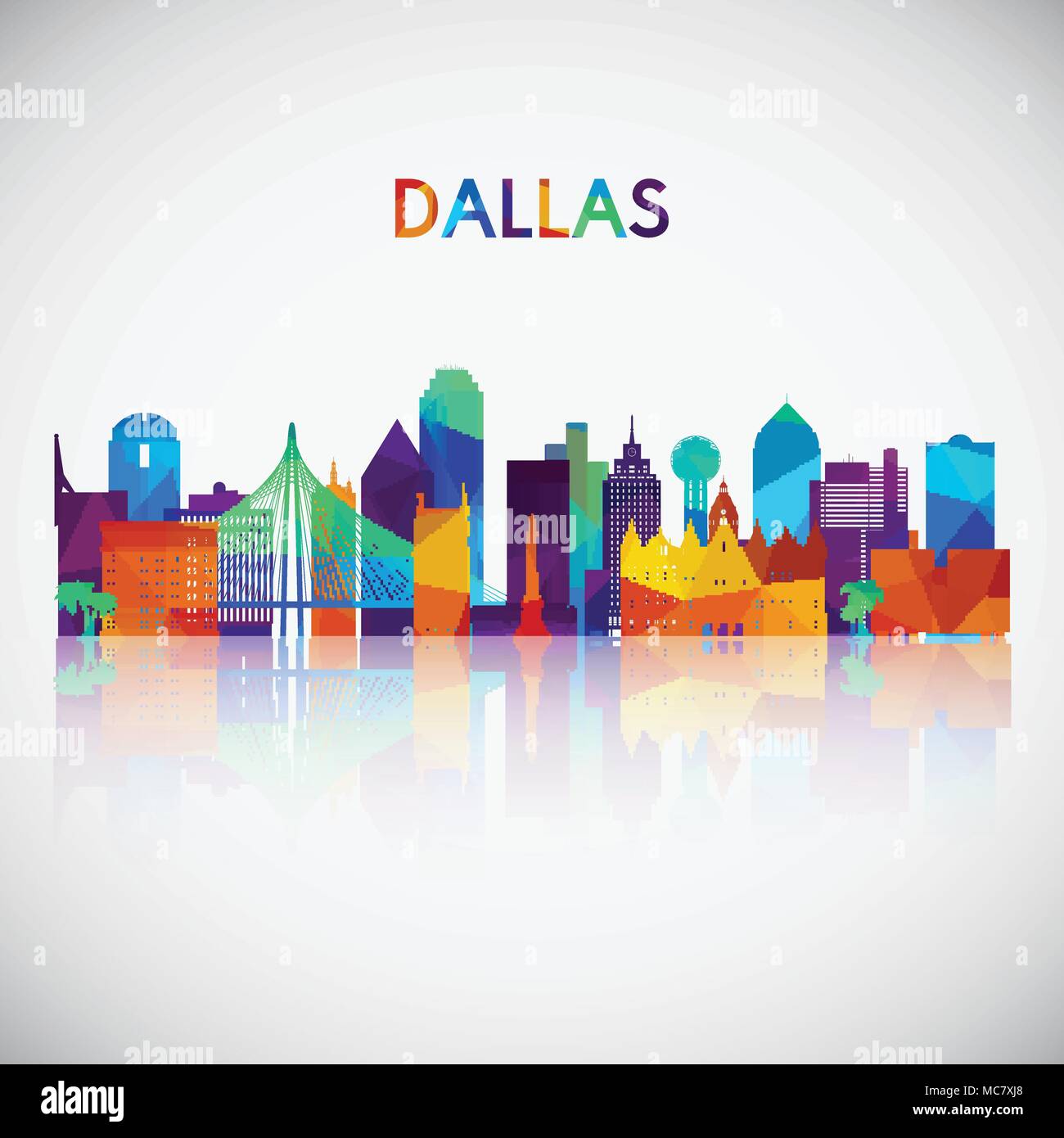 Dallas skyline silhouette in colorful geometric style. Symbol for your ...
