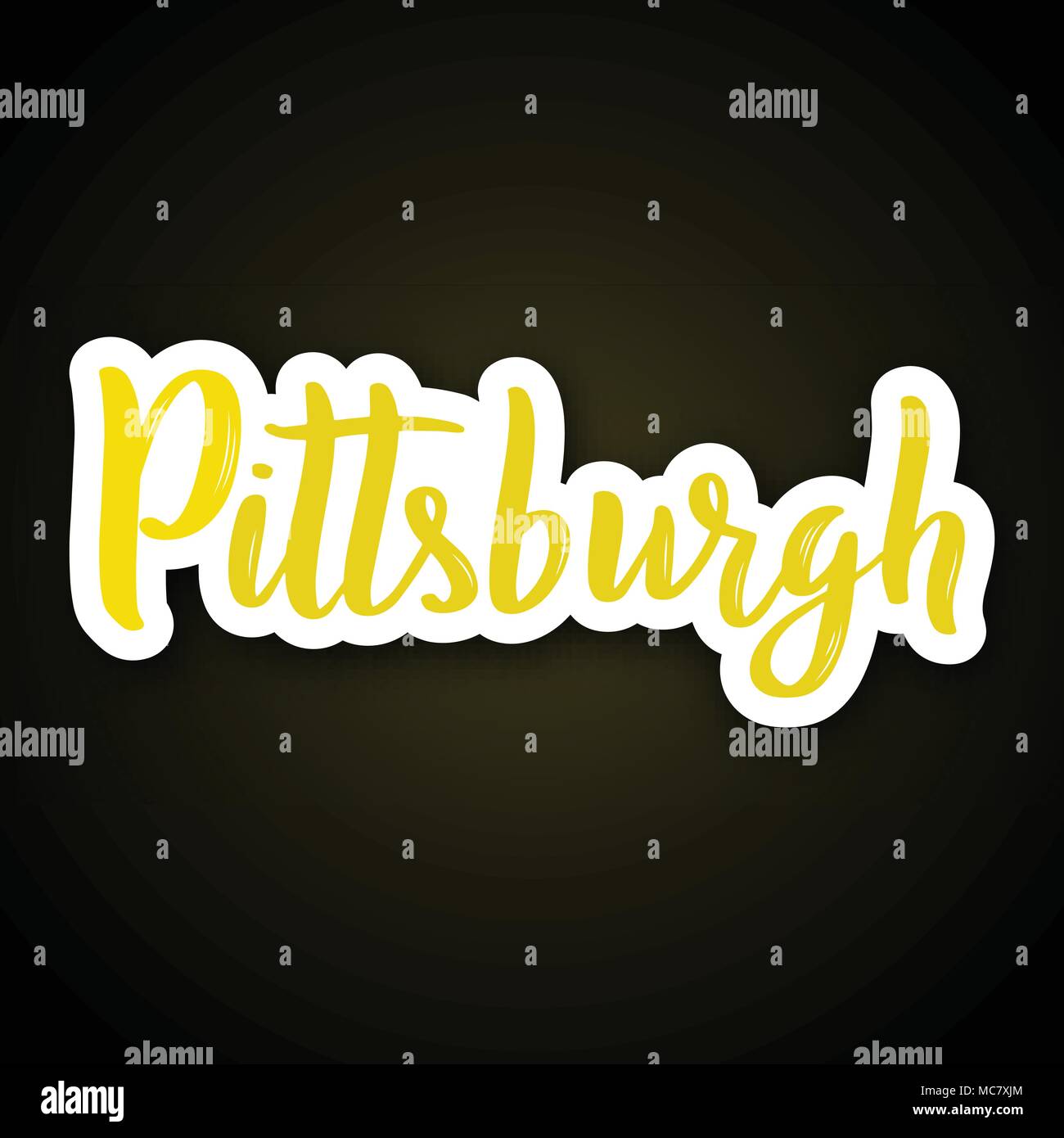 Pittsburgh - hand drawn lettering phrase. Sticker with lettering in ...