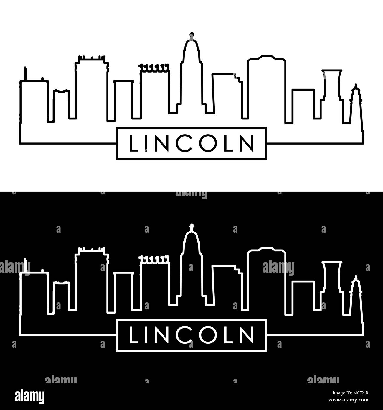 Lincoln skyline. Linear style. Editable vector file Stock Vector Image ...