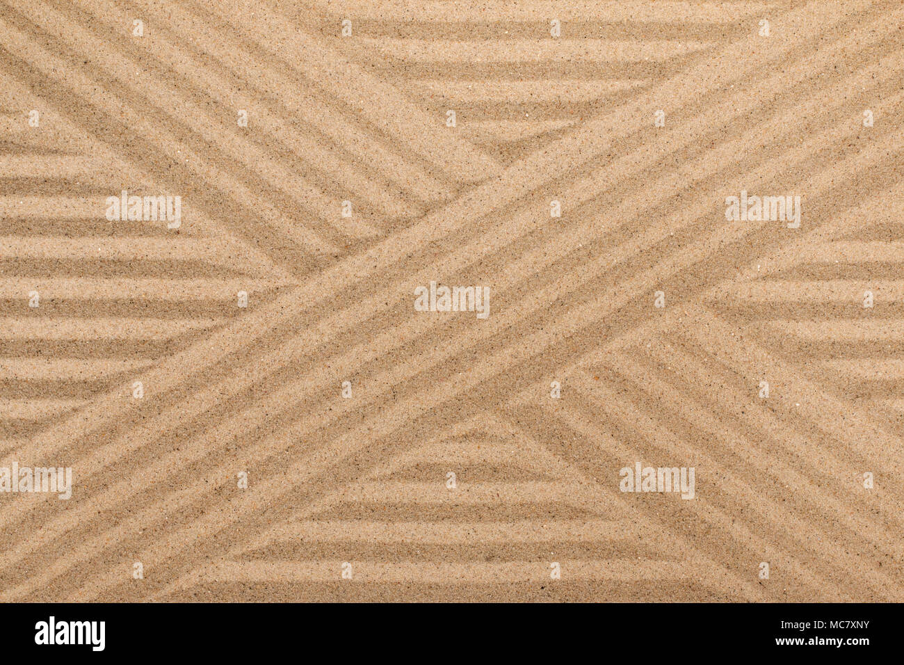 Texture of sand, cross of sand lines. Summer concept. View from above ...