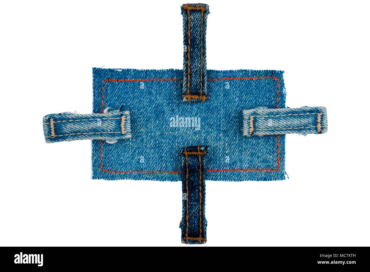 Jeans label with four straps. Isolated on white background Stock Photo ...