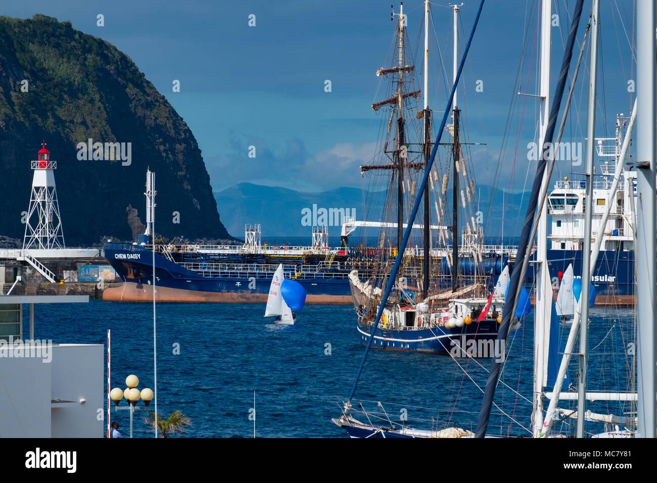 The port of Horta on Faial island in the Azores Stock Photo - Alamy