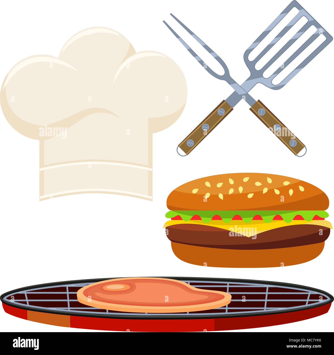 Colorful cartoon burger cooking set Stock Vector Image & Art - Alamy