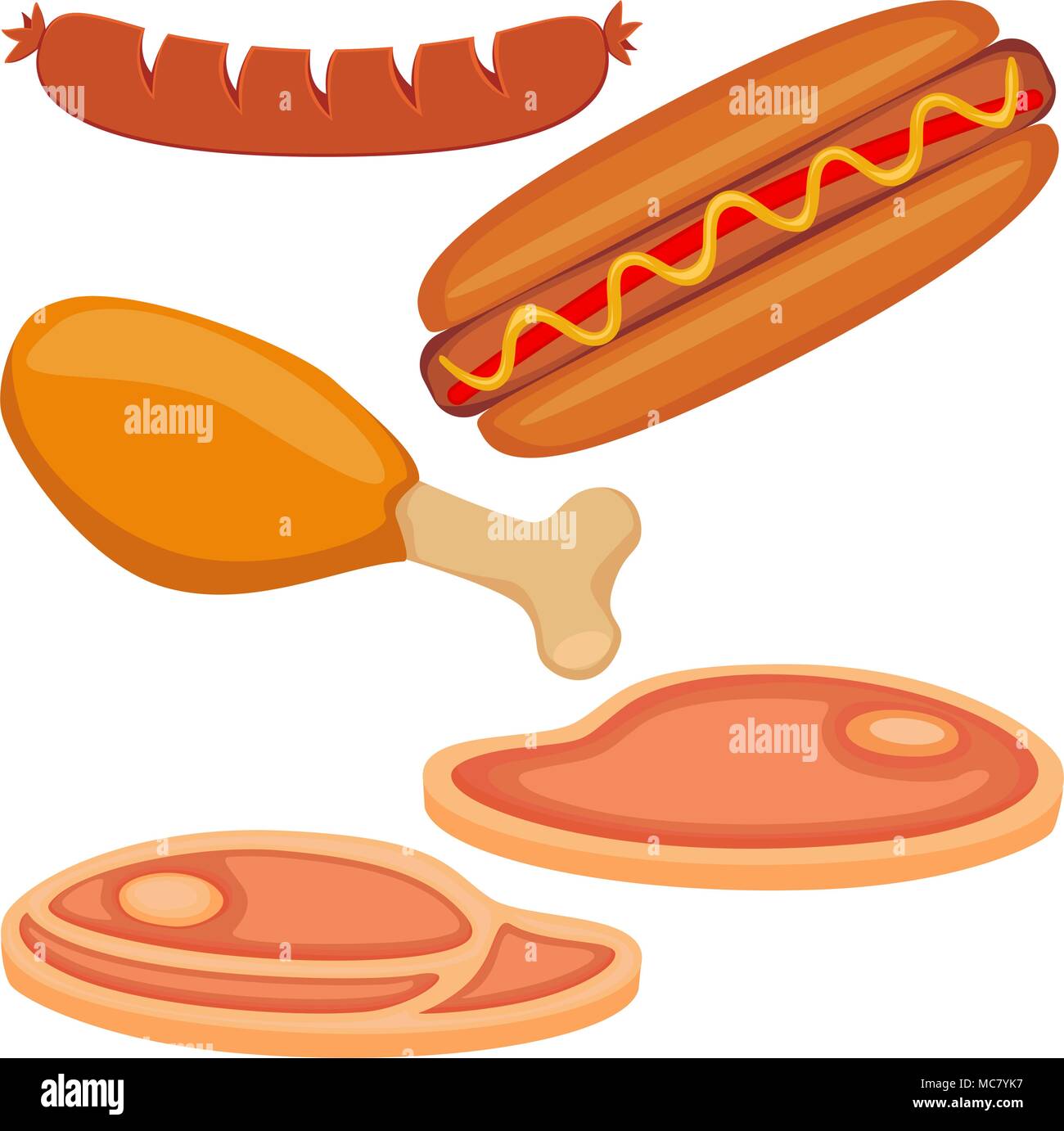 Colorful cartoon bbq meat set Stock Vector Image & Art - Alamy