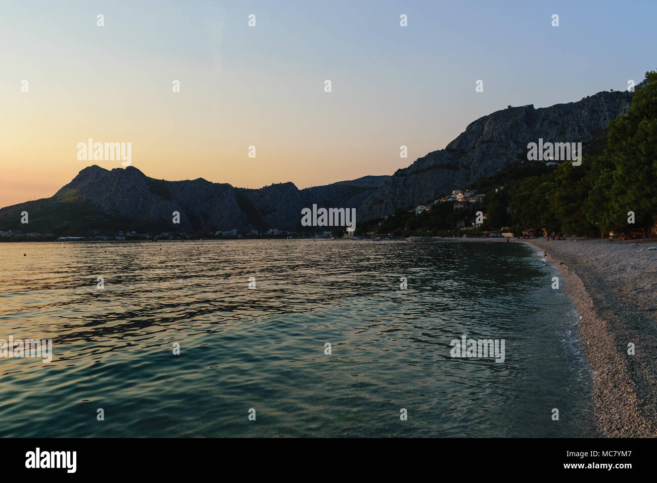 Croatian Beach at Sunset Stock Photo - Alamy