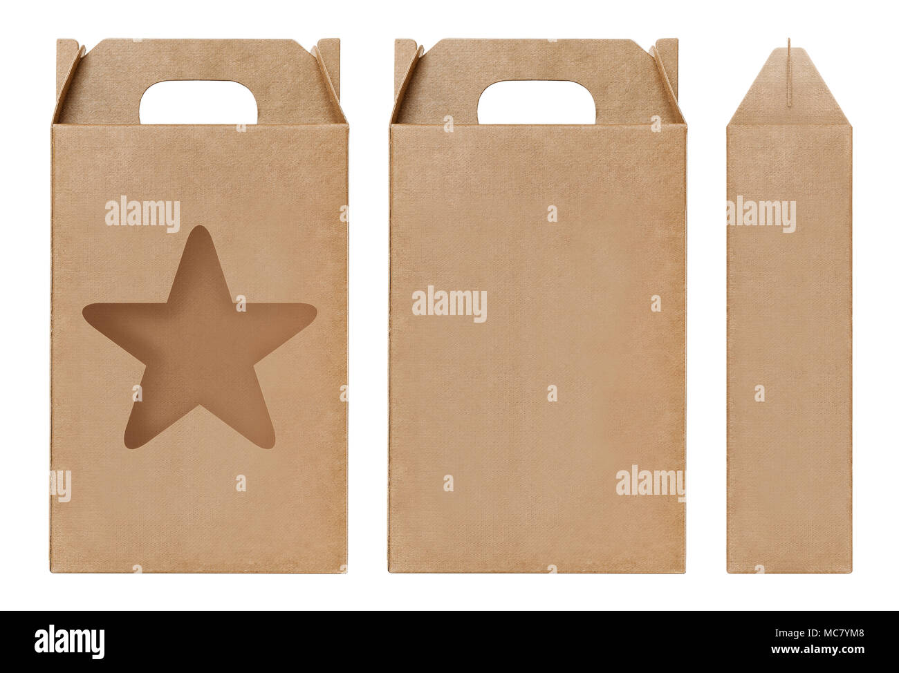 Box brown window Star shape cut out Packaging template, Empty kraft Box ...