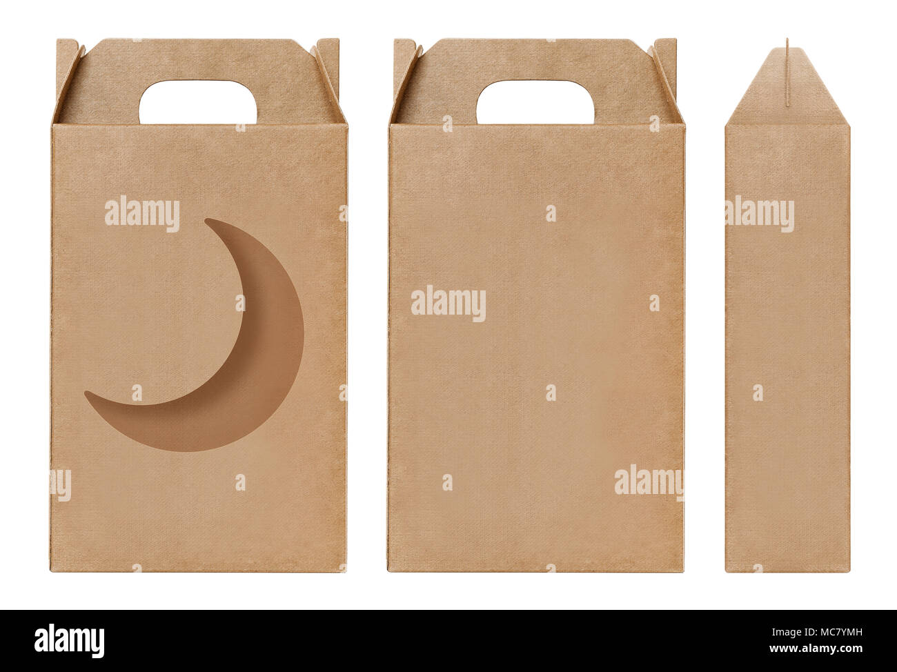 Box brown window Crescent Moon shape cut out Packaging template, Empty ...