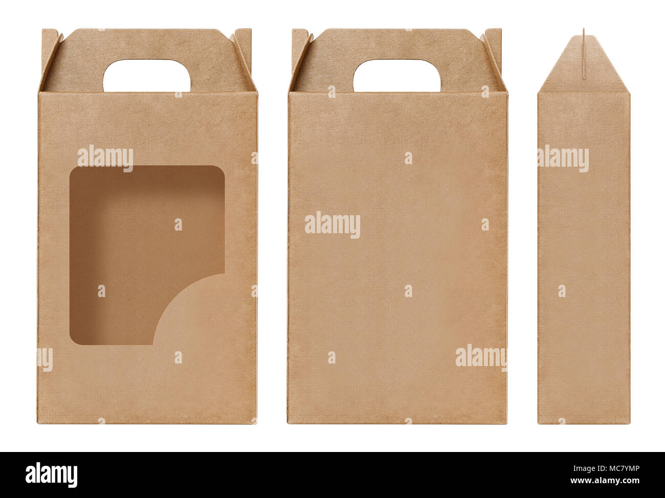Box brown window shape cut out Packaging template, Empty kraft Box ...