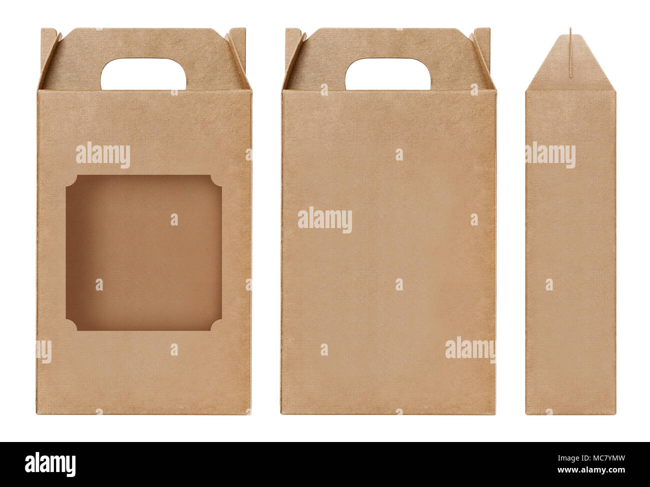 Box brown window shape cut out Packaging template, Empty kraft Box ...