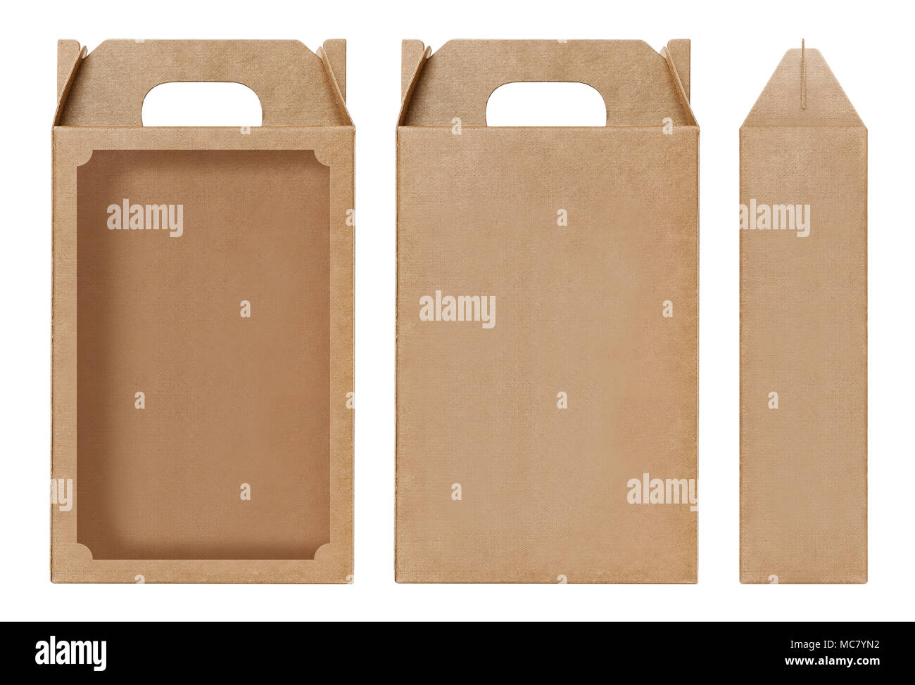 Box brown window shape cut out Packaging template, Empty kraft Box ...
