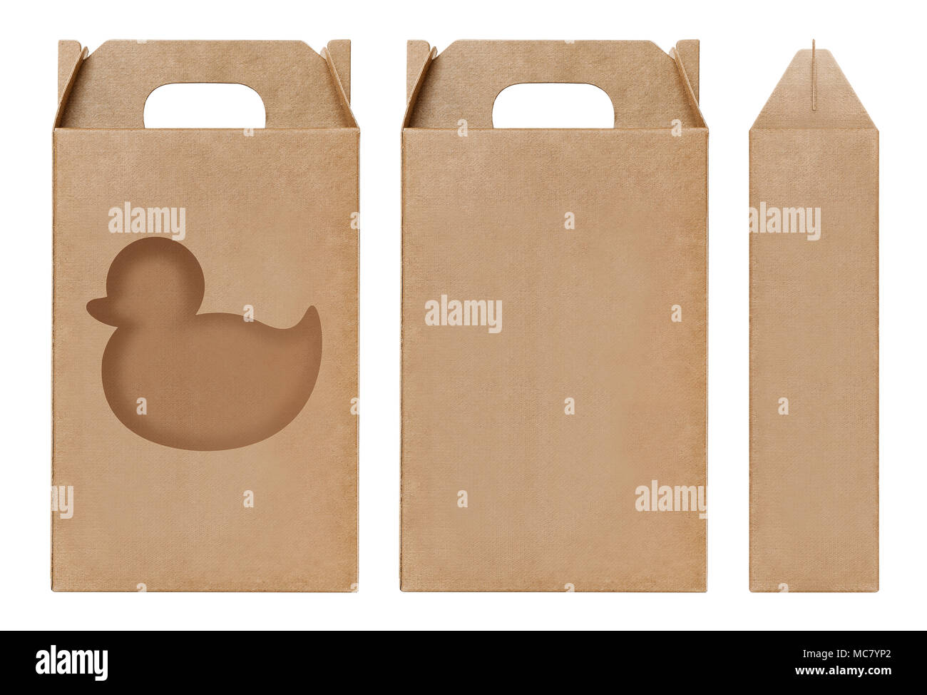 Box brown window Duck shape cut out Packaging template, Empty kraft Box ...