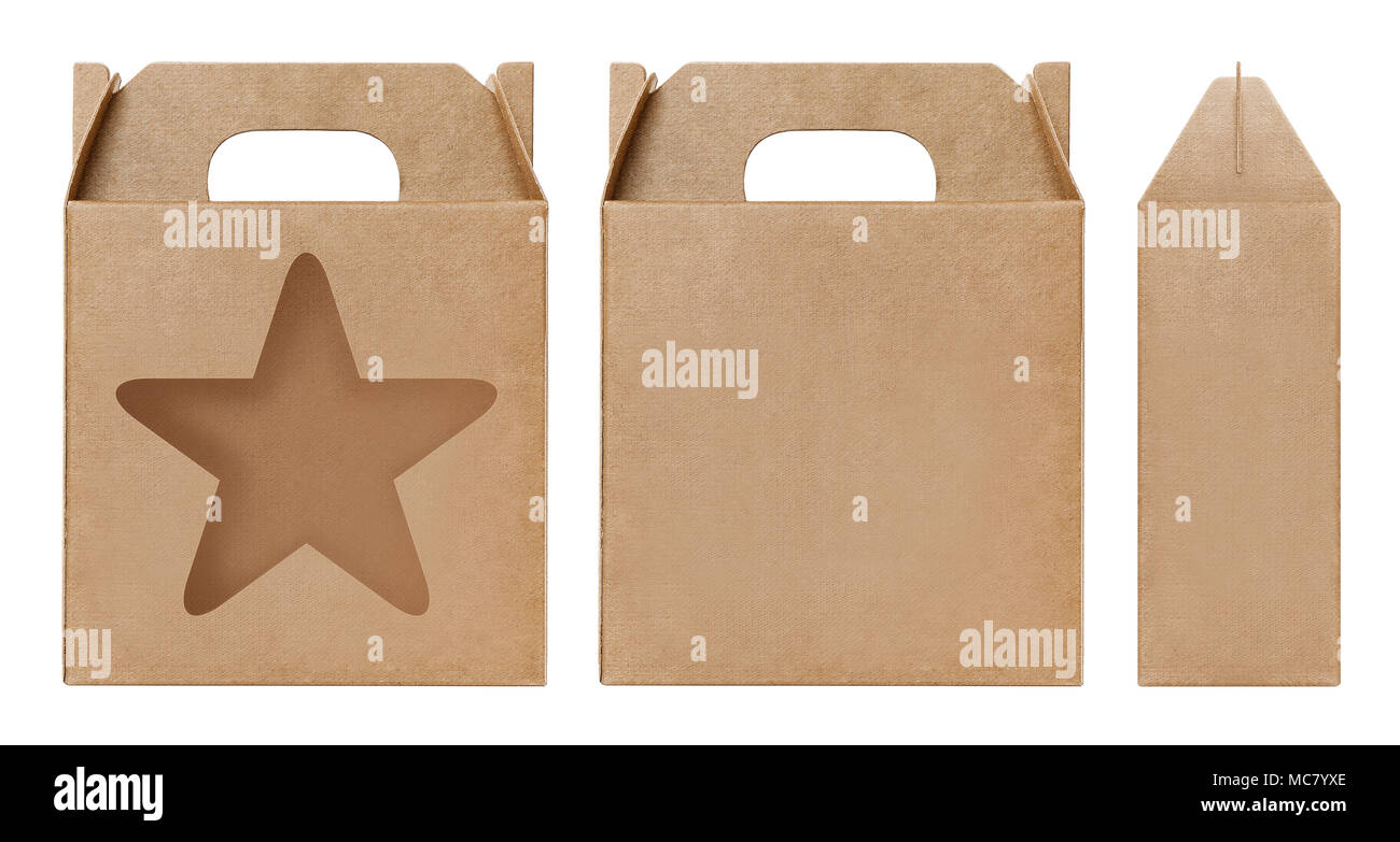 Box brown window Star shape cut out Packaging template, Empty kraft Box ...