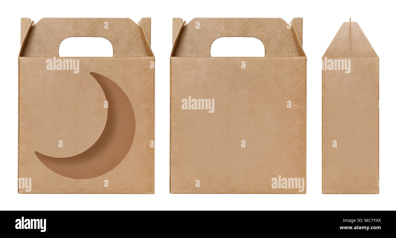 Box brown window Crescent Moon shape cut out Packaging template, Empty ...