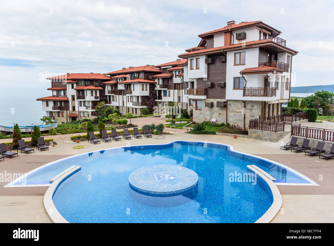 Outdoor resort pool Stock Photo - Alamy