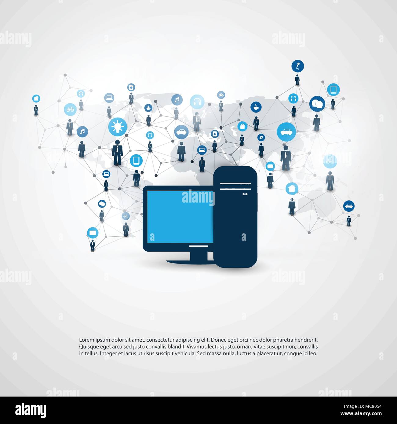 Internet of Things, Cloud Computing Design Concept with Icons - Global Digital Network ...