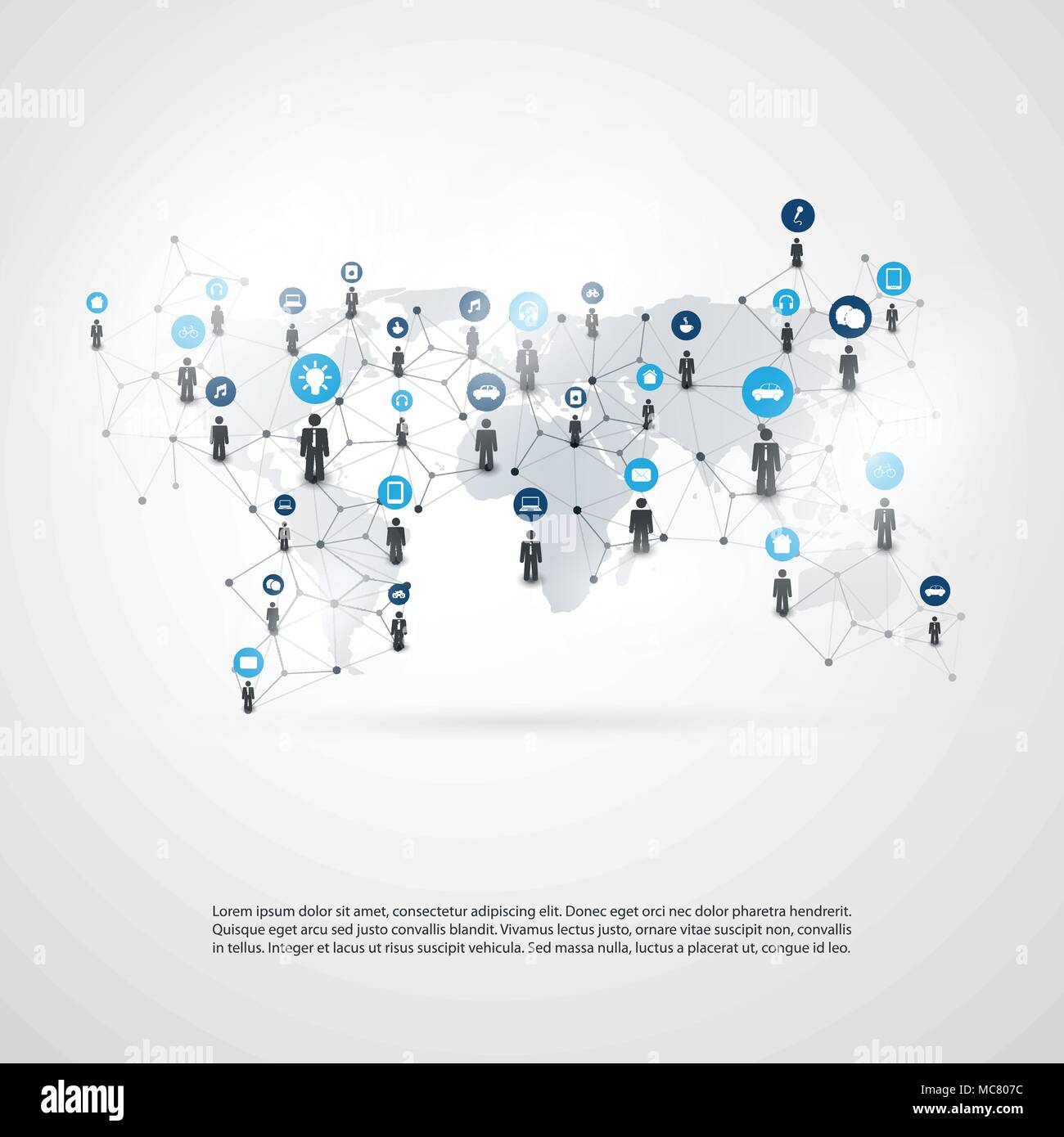 Internet of Things, Cloud Computing Design Concept with Icons - Global Digital Network ...