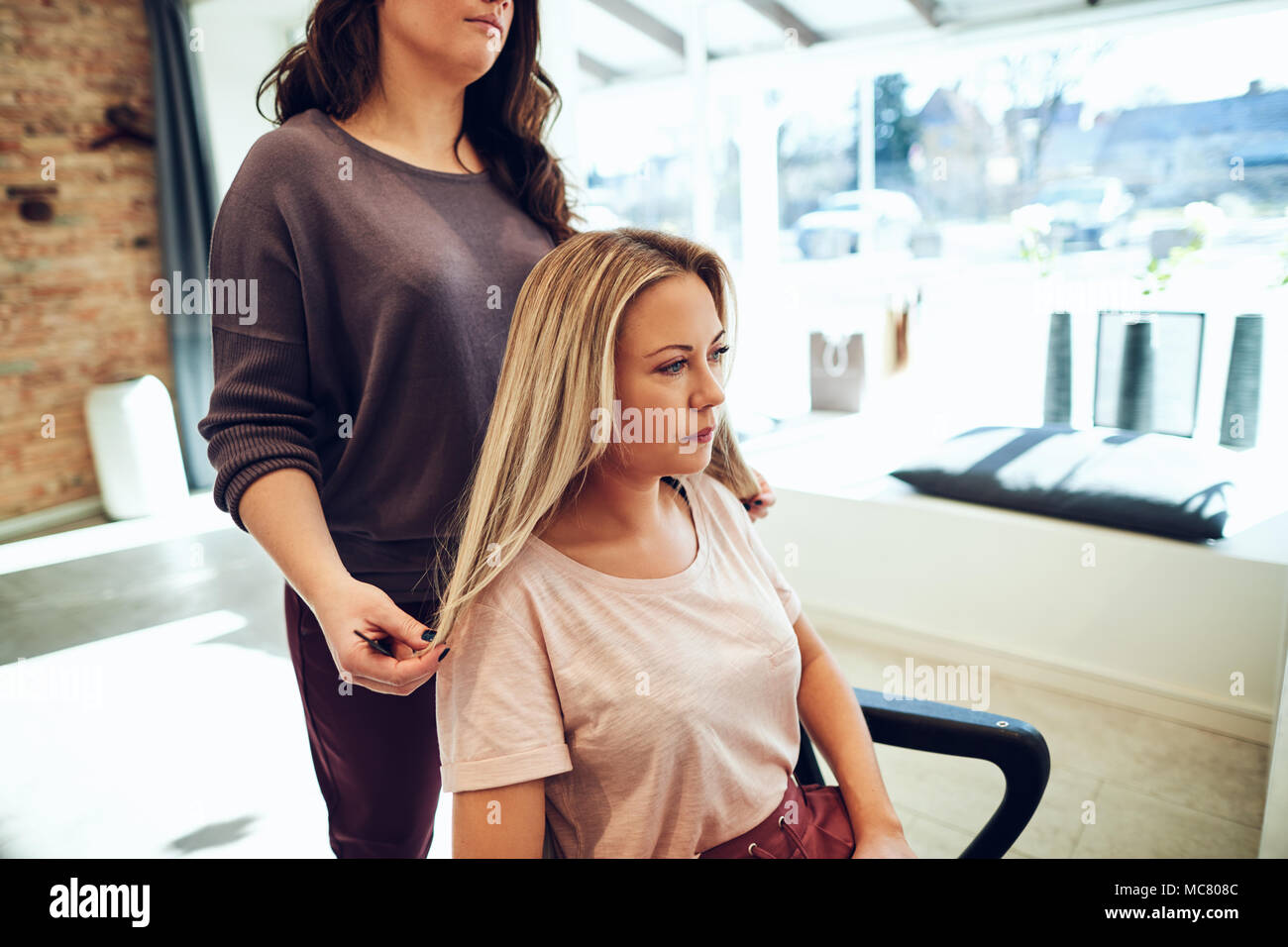 Beautician And Client Talking Salon Stock Photos & Beautician And ...