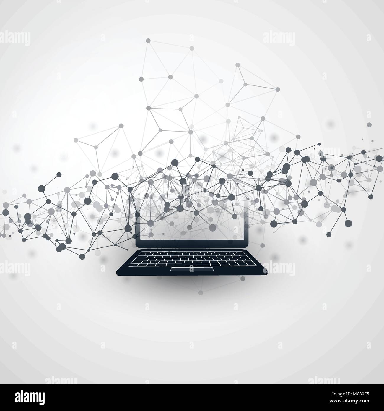 Abstract Cloud Computing And Global Network Connections Concept Design With Laptop Computer