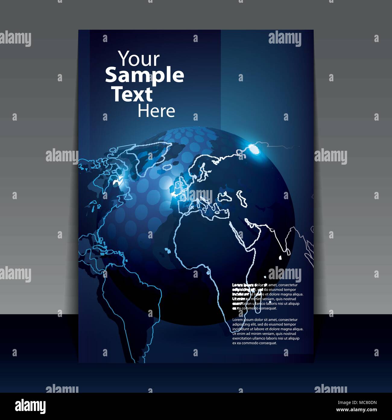 Blue Business Flyer or Cover with Earth Globe Design in Editable Vector ...