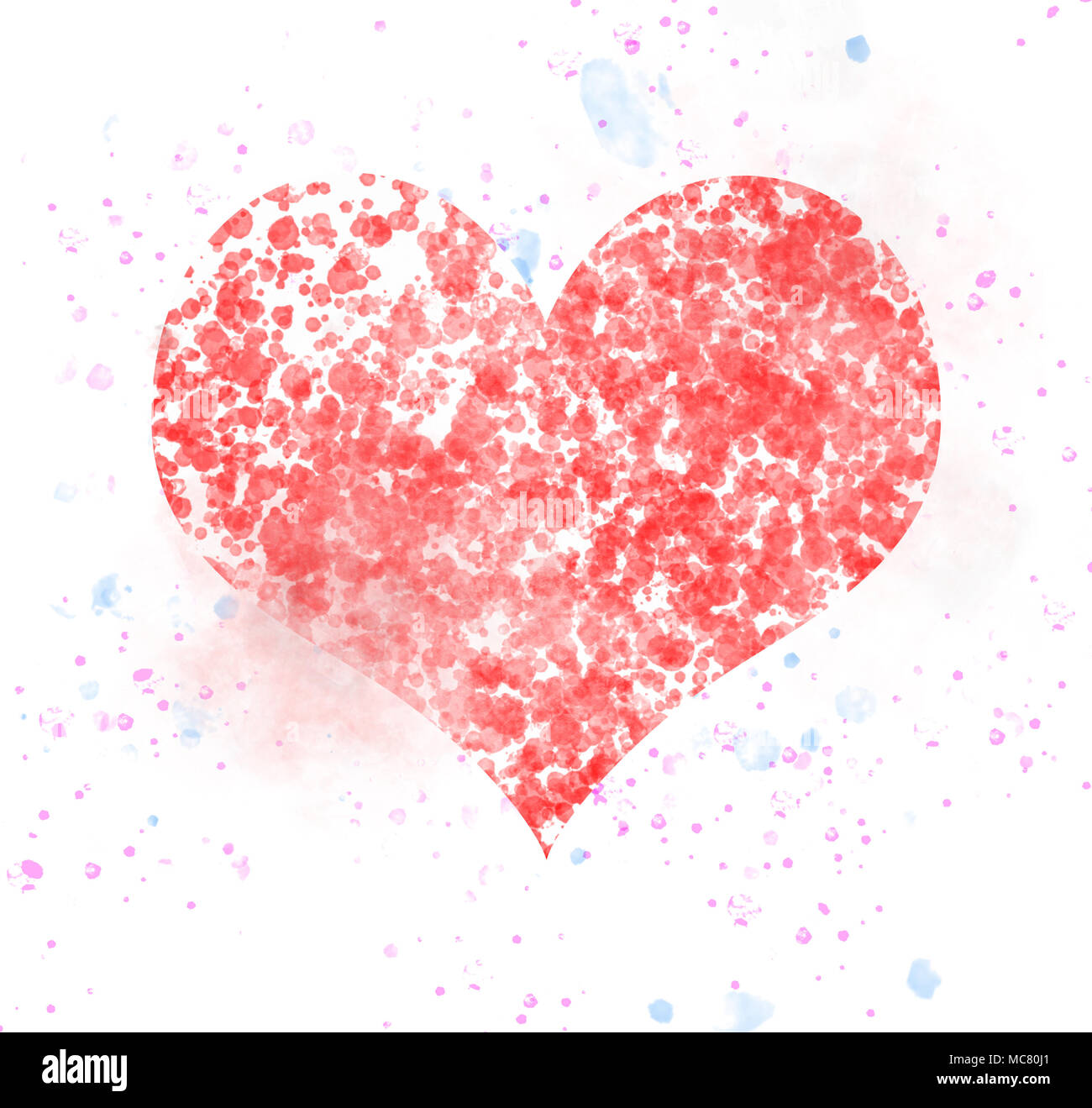 Splash watercolor red heart well use as Valentine background Stock ...
