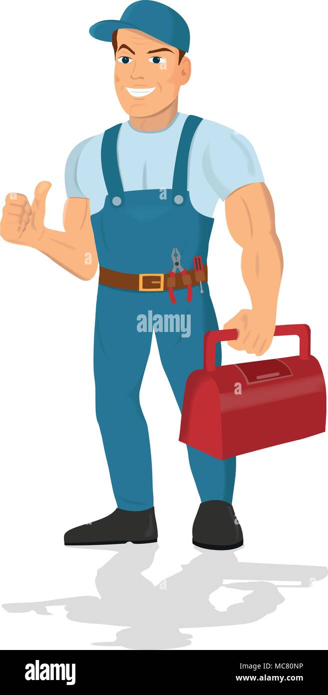 Professional repairman cartoon character tools hi-res stock photography ...