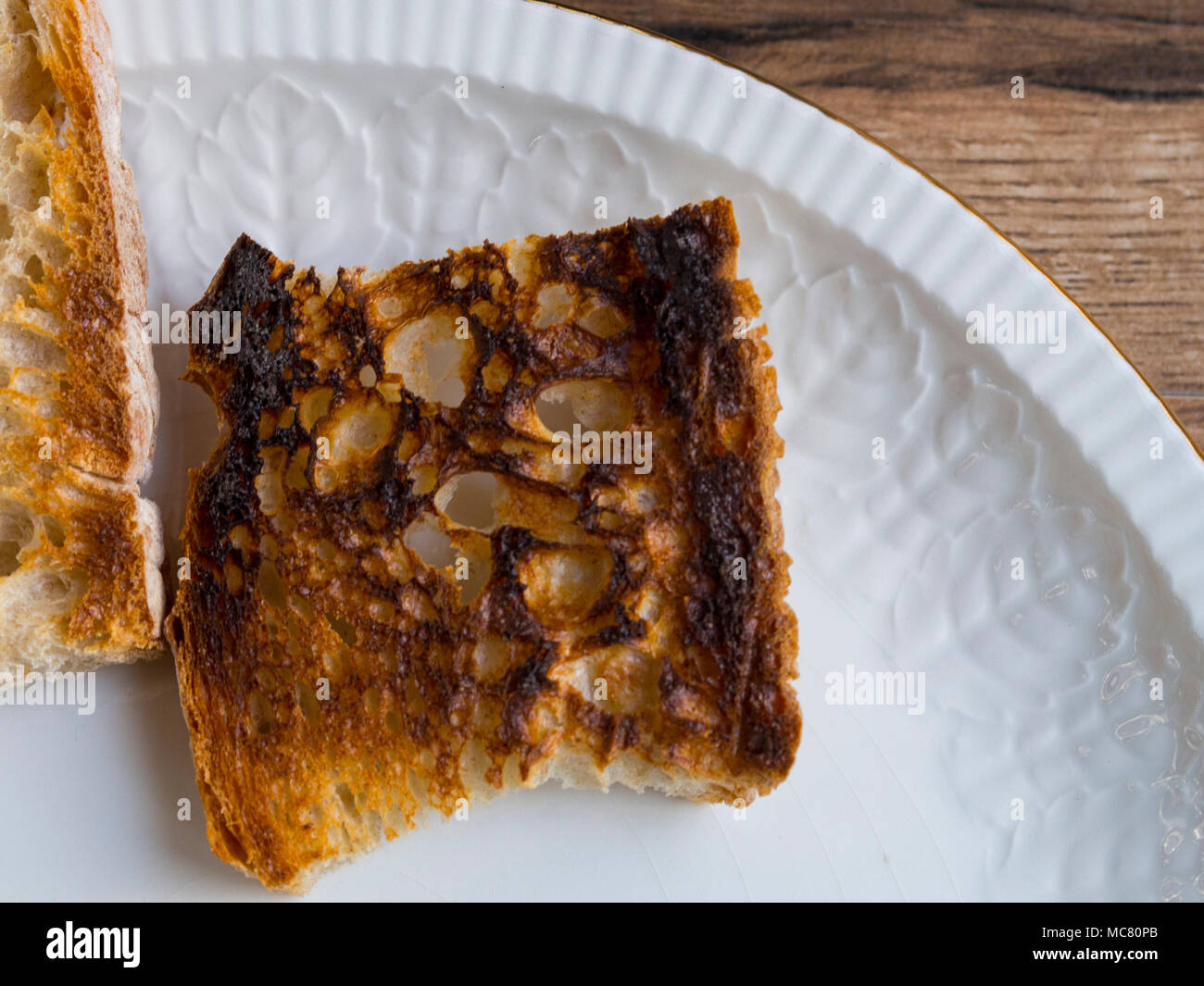 Very toasted bread in a plate Stock Photo - Alamy