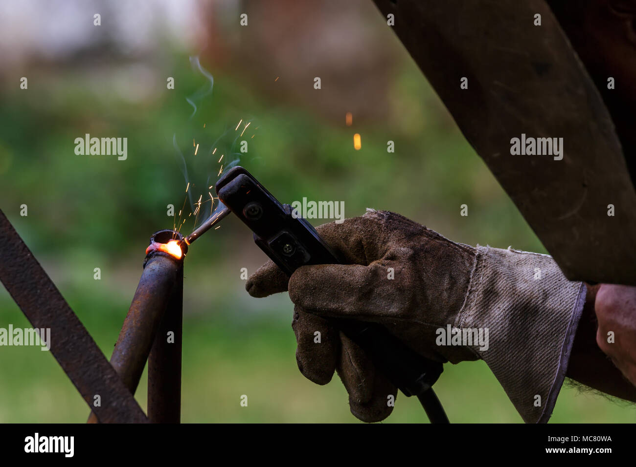 Welding tube from side handmade diy Stock Photo - Alamy
