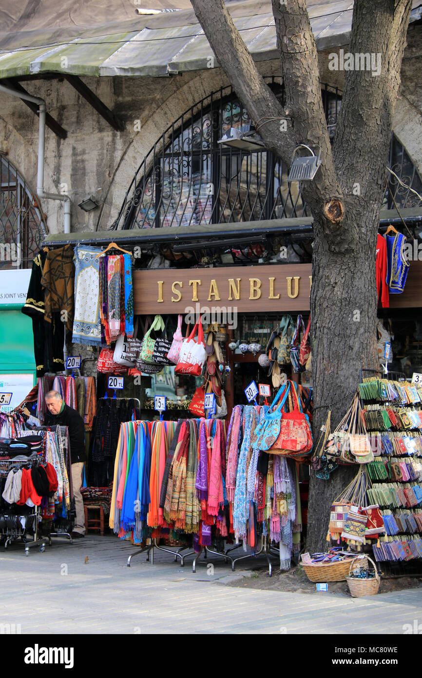 Souvenirshop selling fabrics, textile and fashion goods next to the ...