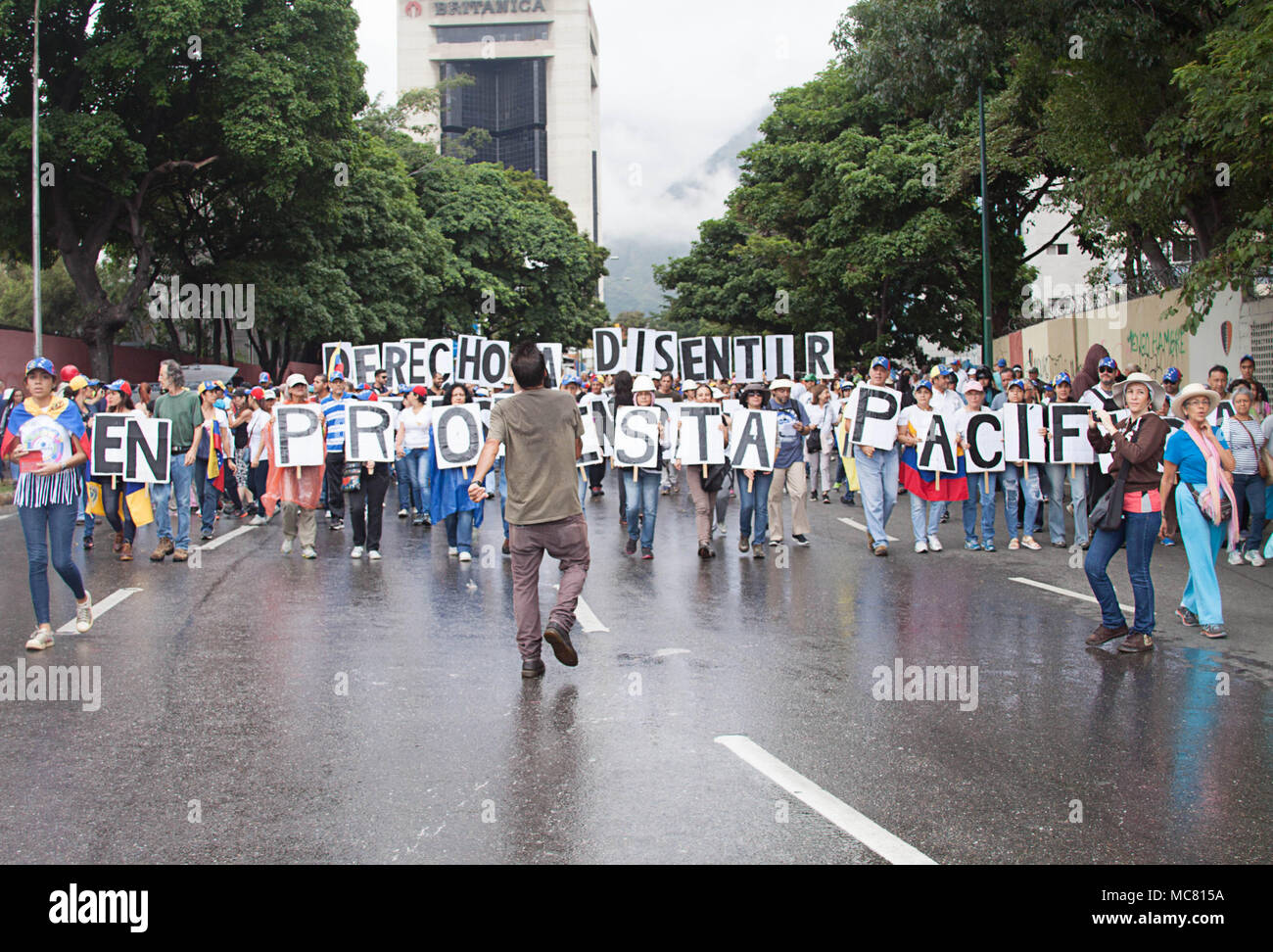 Protests in Caracas against Venezuelan president Nicolas Maduro Stock ...